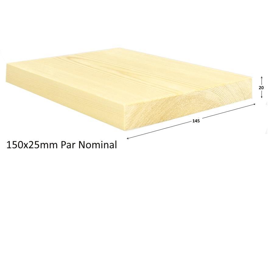 25mm x 150mm Planed Softwood PAR (6"x 1") (Finish 20mm x 145mm) : £3.7
